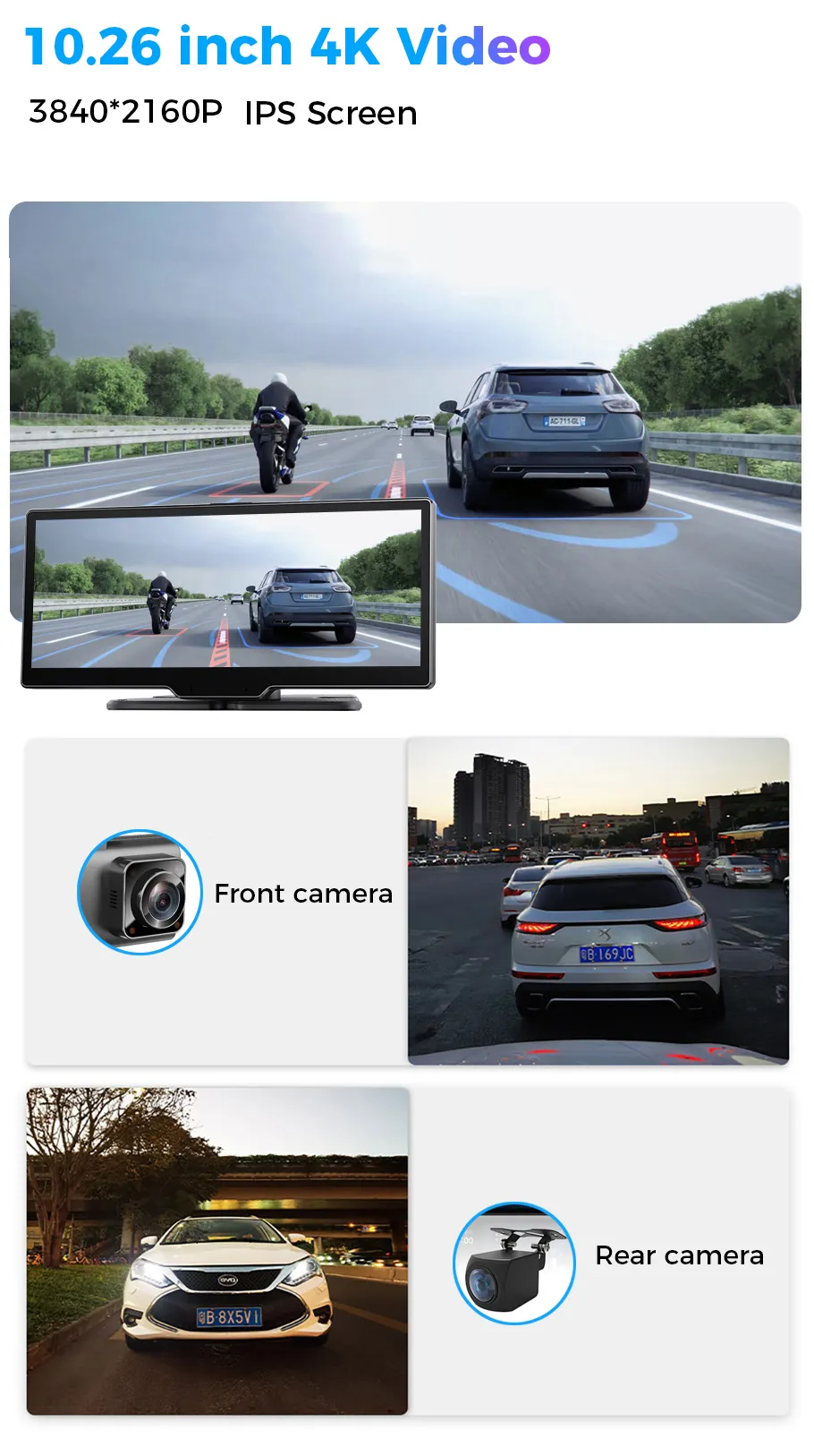 Car DVR 4K WiFi GPS 10.26 Inch Video Recorder Car Mirror Rearview ...