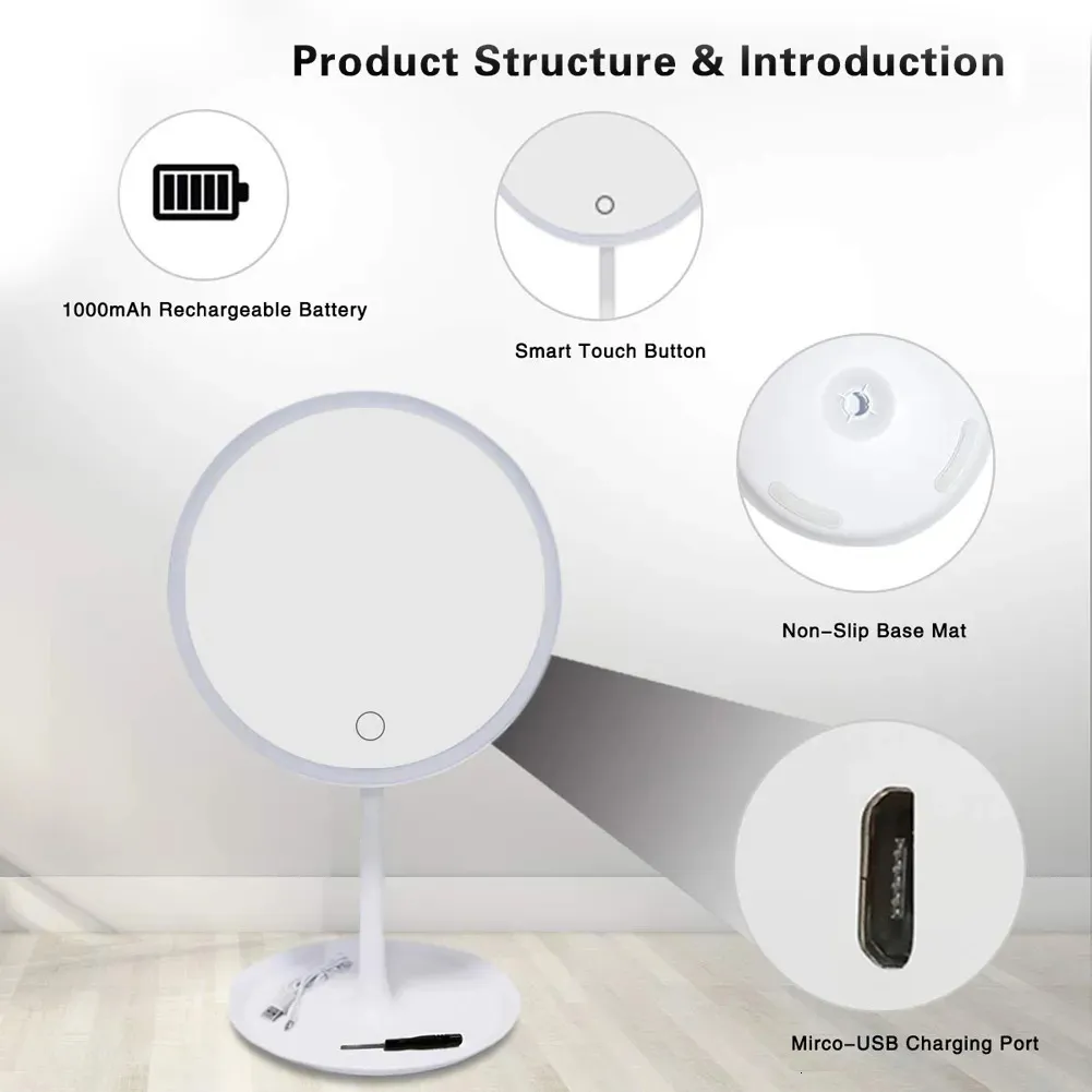 LED Makeup Mirror with Lights: Portable, Rechargeable, & Dimmable ...