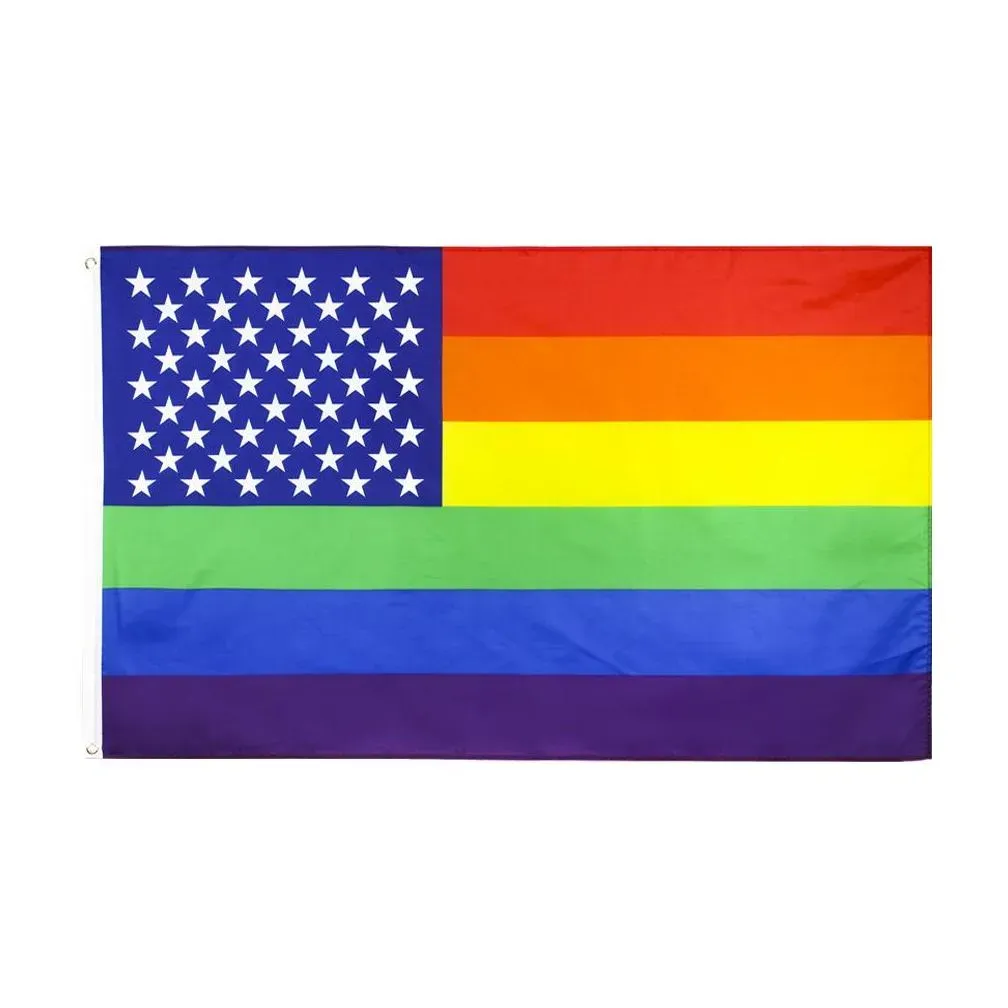 New Pride Flag Banner 3x5ft Rainbow 90x150cm Americans Gay Pride Flag