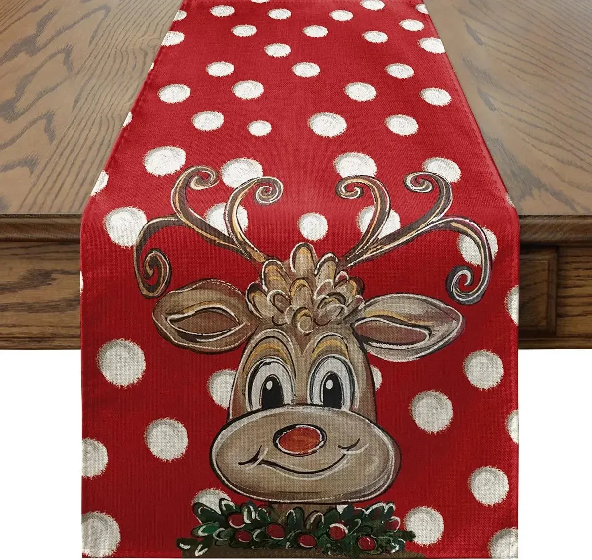 DHgate.com:Table Runner Cute Reindeer Christmas Linen Santa ...
