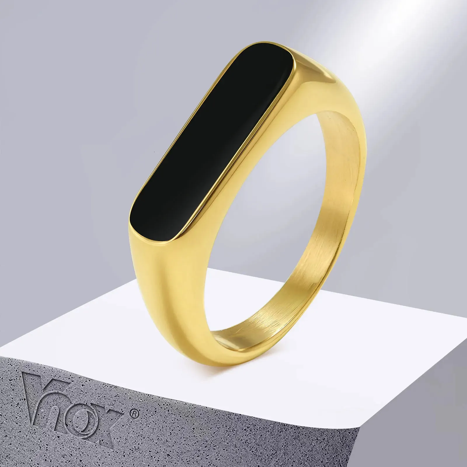 Wedding Rings Vnox Bar Signet Ring For Women Men Stainless Steel ...