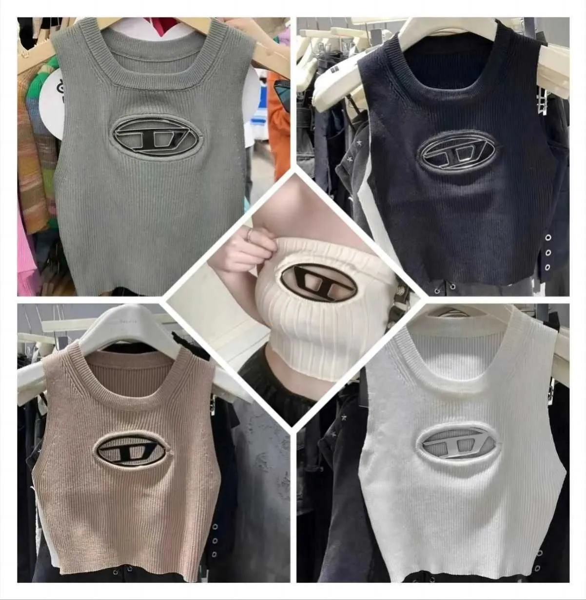 DHgate.com:Cropped Top Knit Designer Deisels T-shirt Hollow Out Tee ...