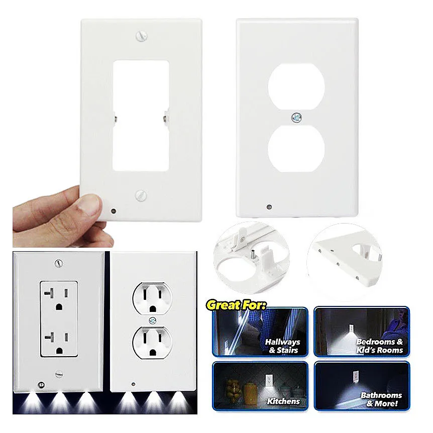 LED Cherry Wall Outlet Plate Night Light Plate With Automatic On/Off ...