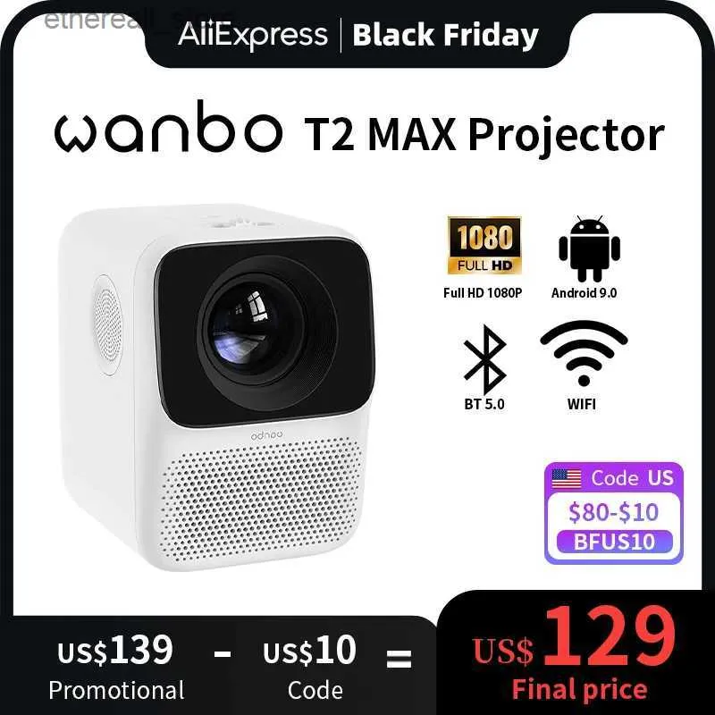 Projectors Wanbo T2 MAX Projector 1080P 5000 Lumens Mini LED Portable ...