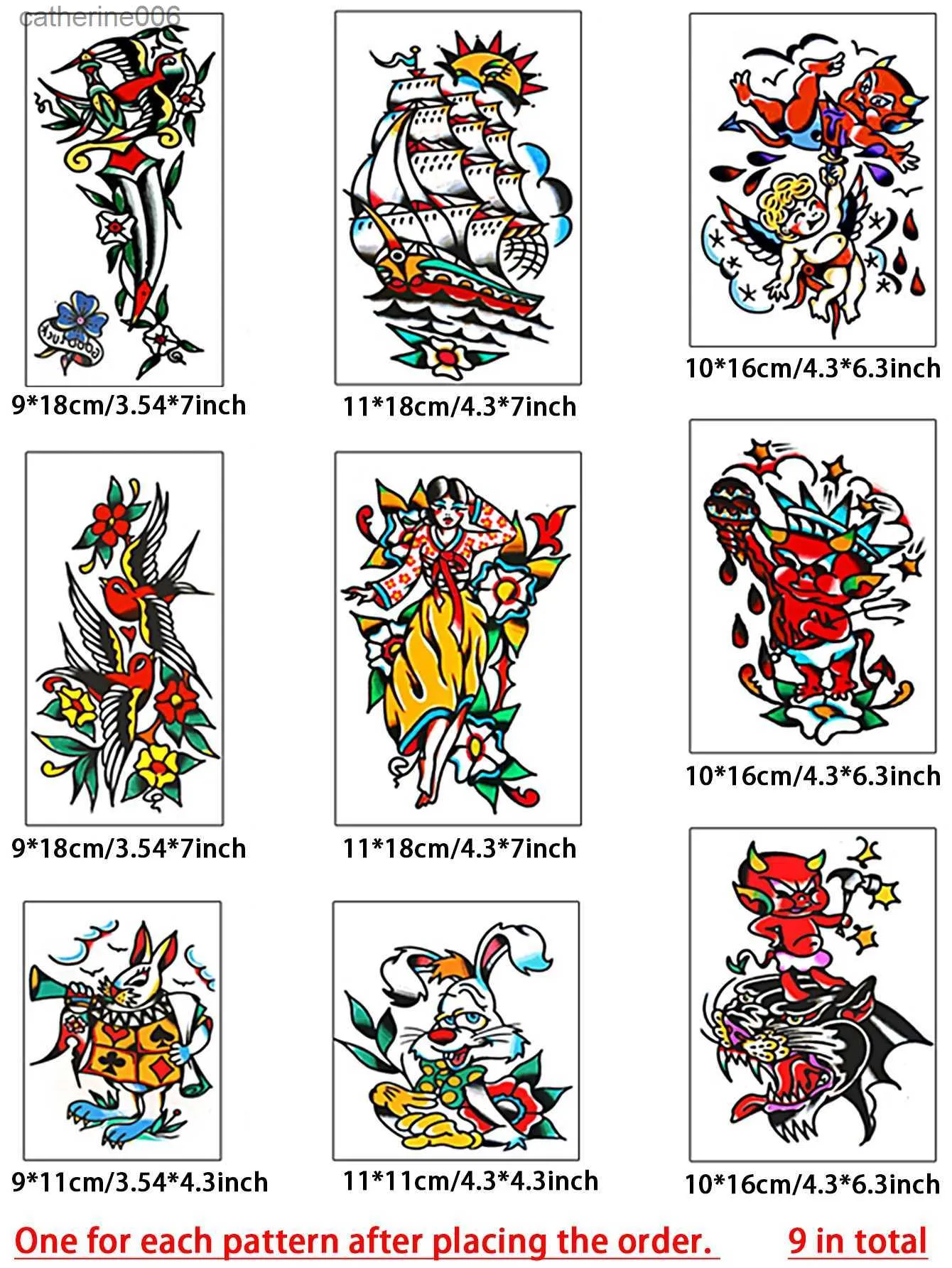 DHgate.com:Temporary Devil Tattoos - Pack of 9 Waterproof Old School ...
