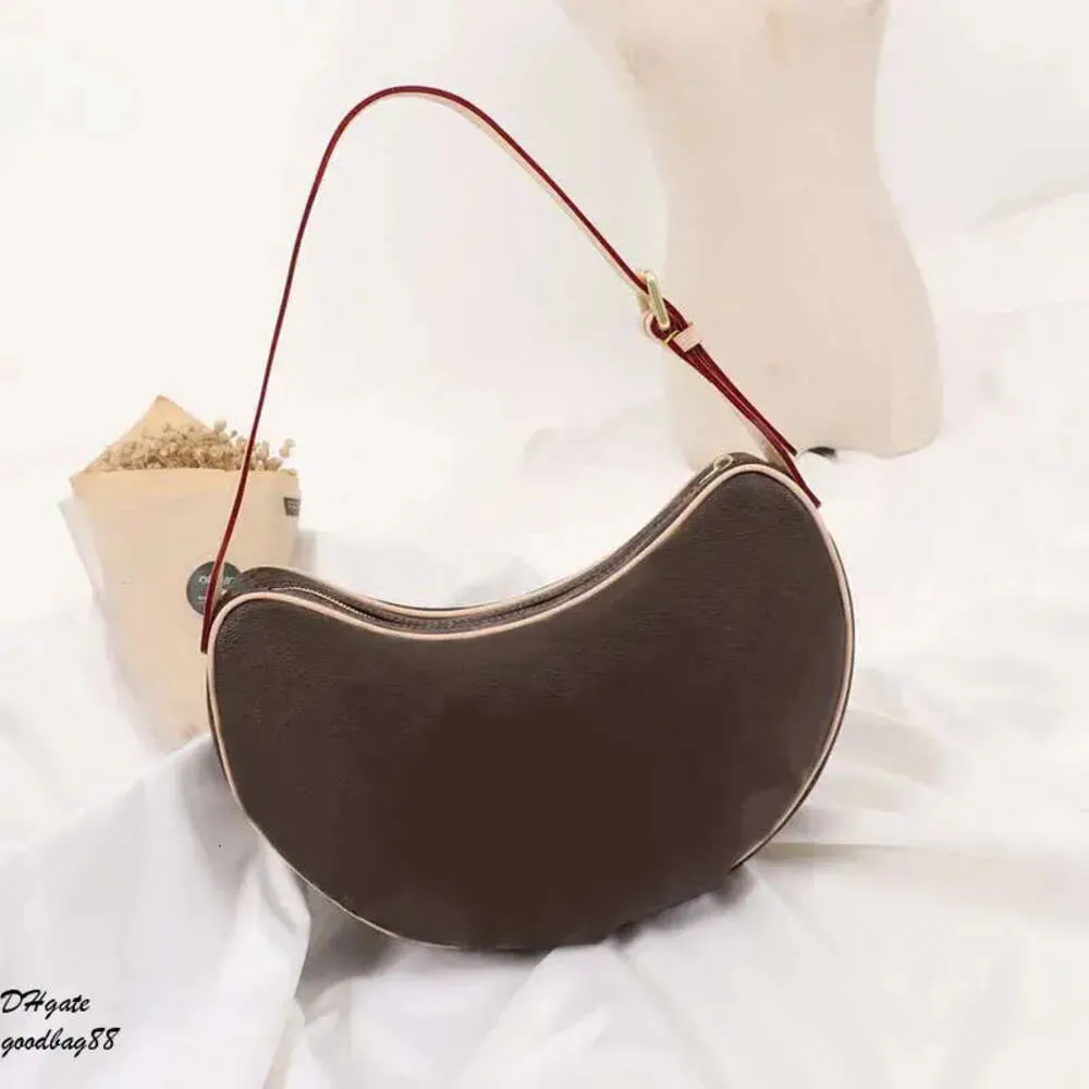 Brown Genuine Leather Designer Crescent Shoulder Bag For Women Crescent ...