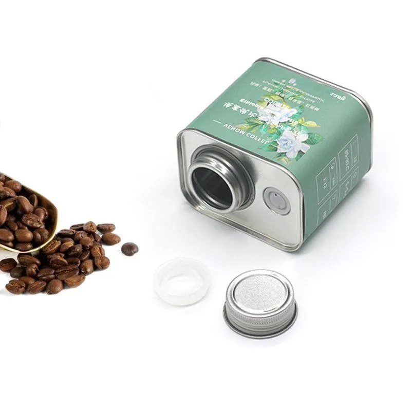 Square Metal Tins: 250g Tinplate Coffee Bean Container With Degassing ...
