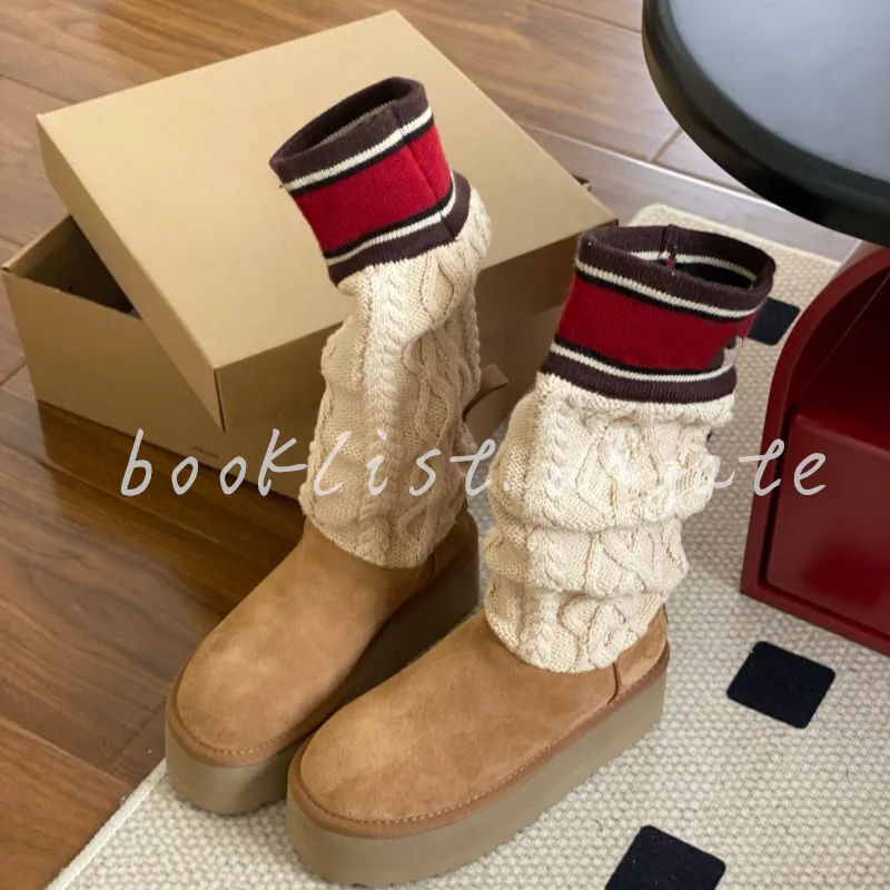 Womens Winter Snow Boots, Fluffy Sheepskin Leather Platform Boots ...