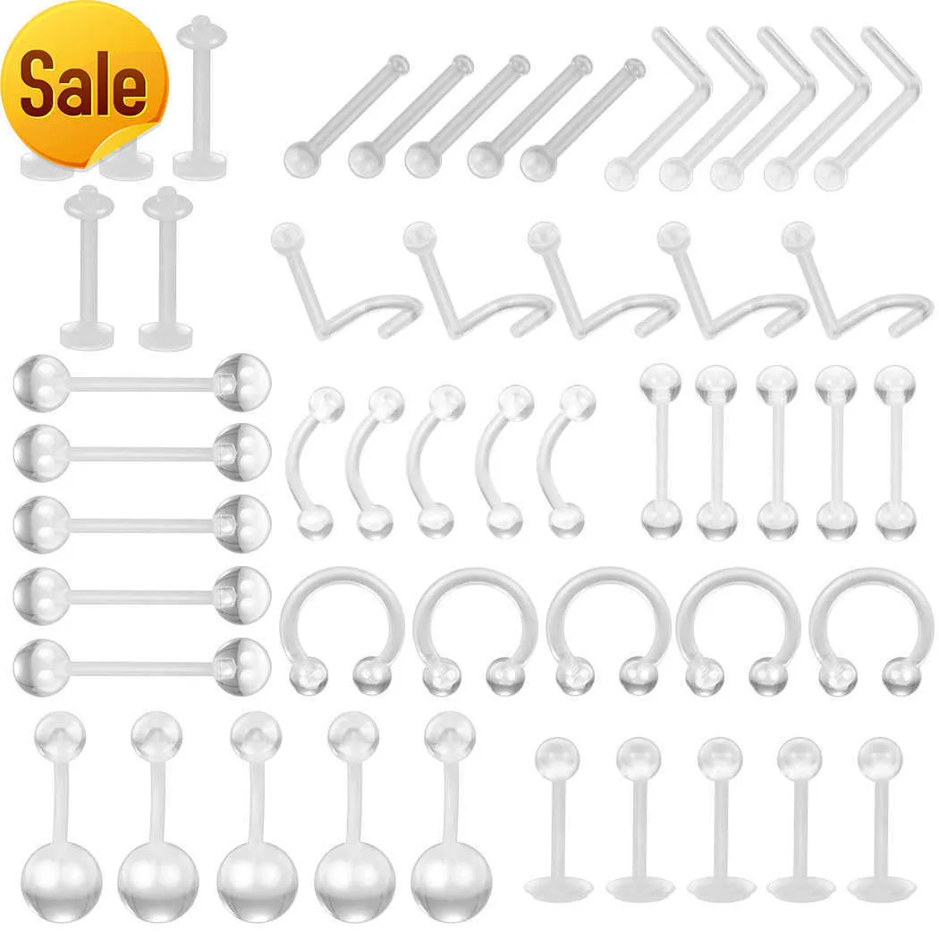 UV Body Piercing Jewelry Set - Flexible BioFlex Retainers, Navel ...