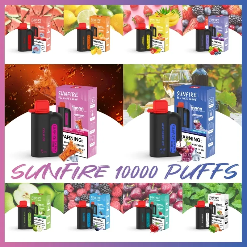 Original Sunfire Jetable Vape 10000bouffées Rechargées E Cigarettes