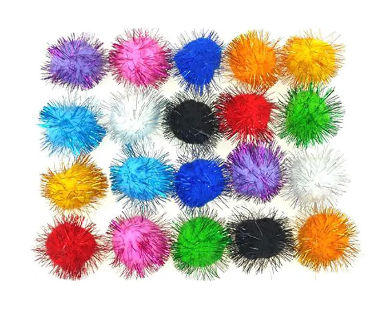 Pink Sparkle Craft Balls: Glitter Tinsel Pom Poms for DIY Decor - Multi ...
