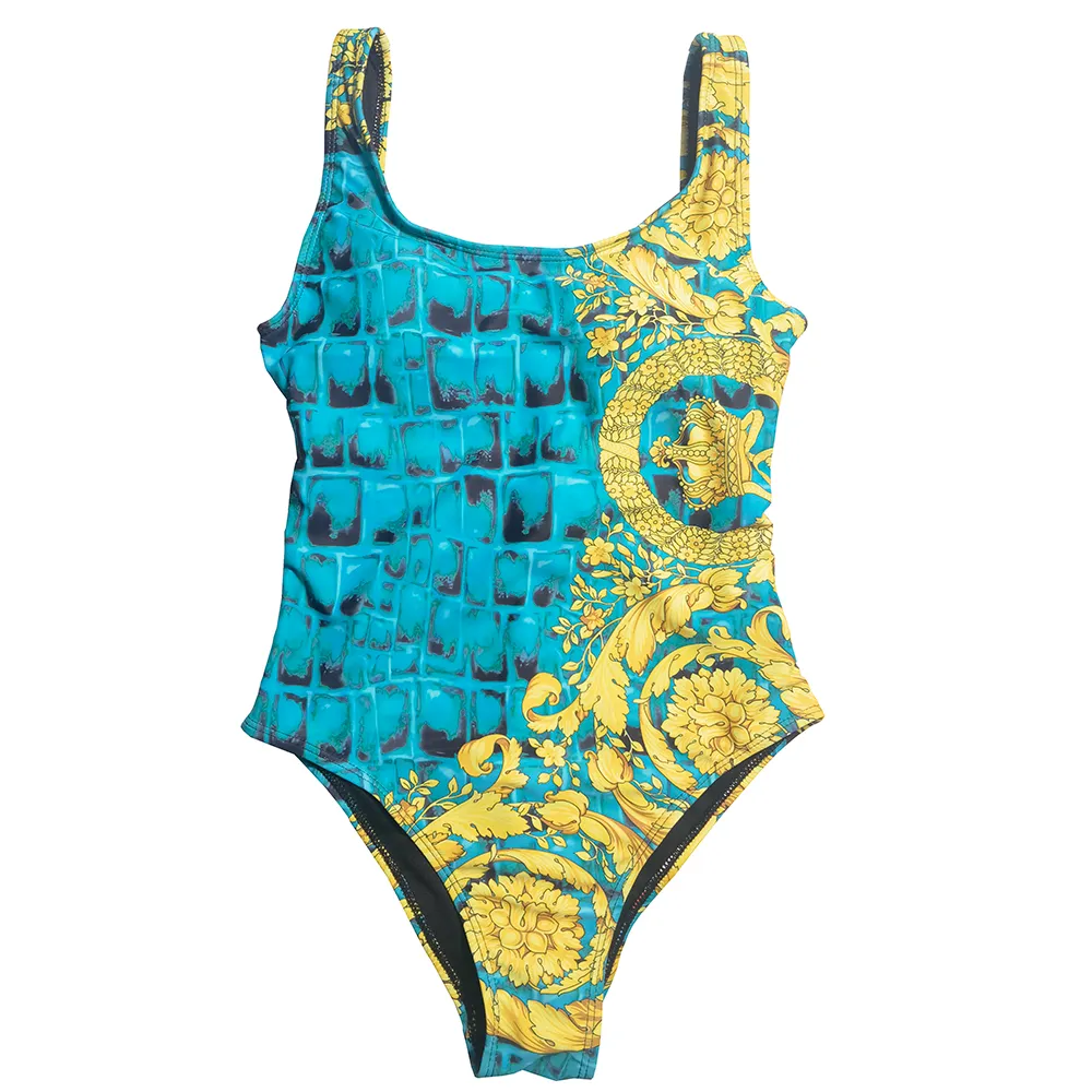 DHgate.com:2024Retro Floral Print One-Piece Swimsuit Padded Womens ...