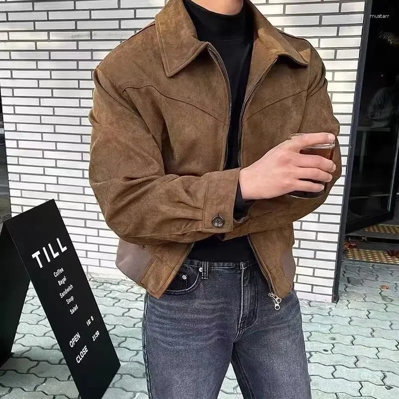 DHgate.com:Vintage Suede Short Pilot Jacket for Men in Spring and Fall ...
