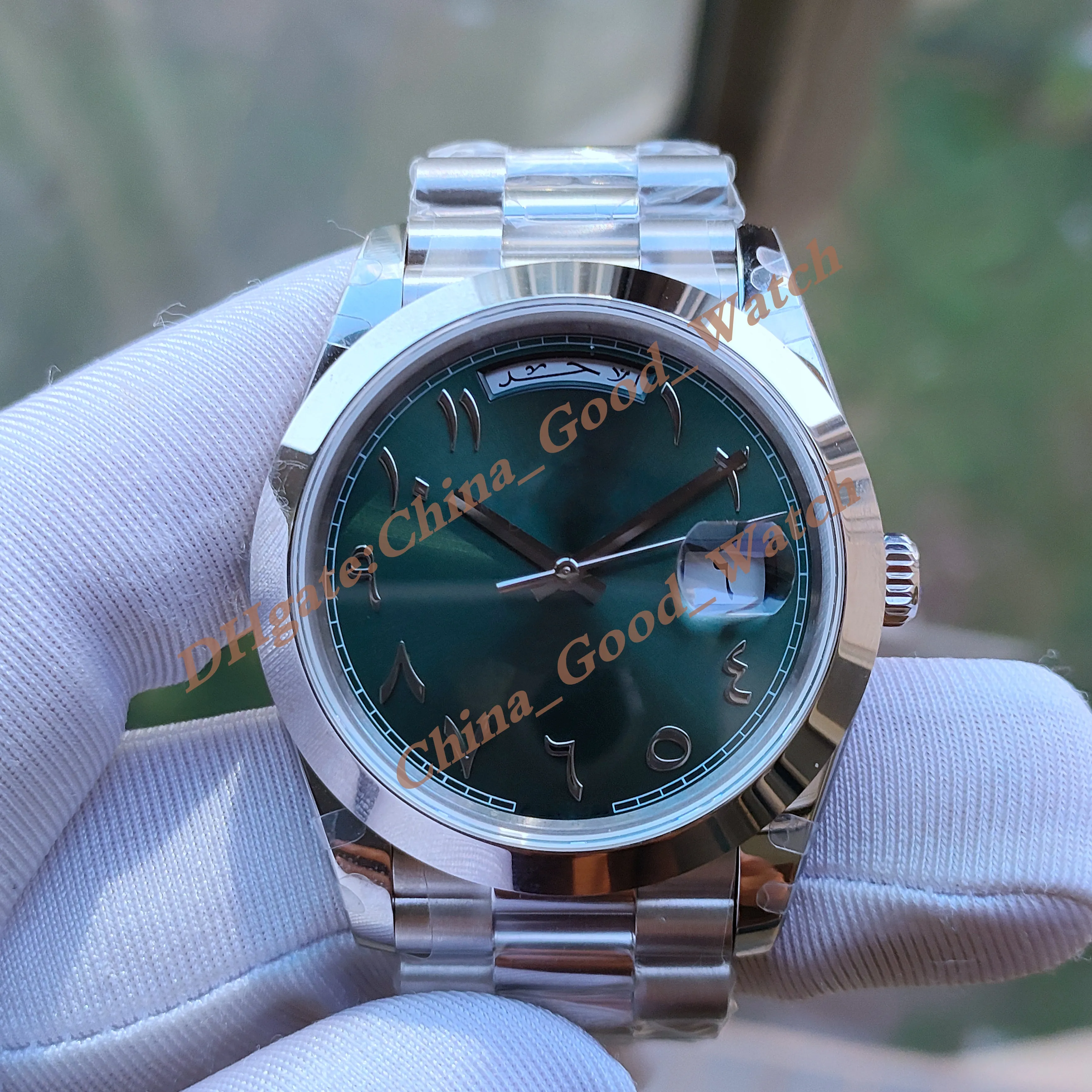 BP Factory 41mm Mens Watches Arabic Numerals Green Dial Date Automatic ...