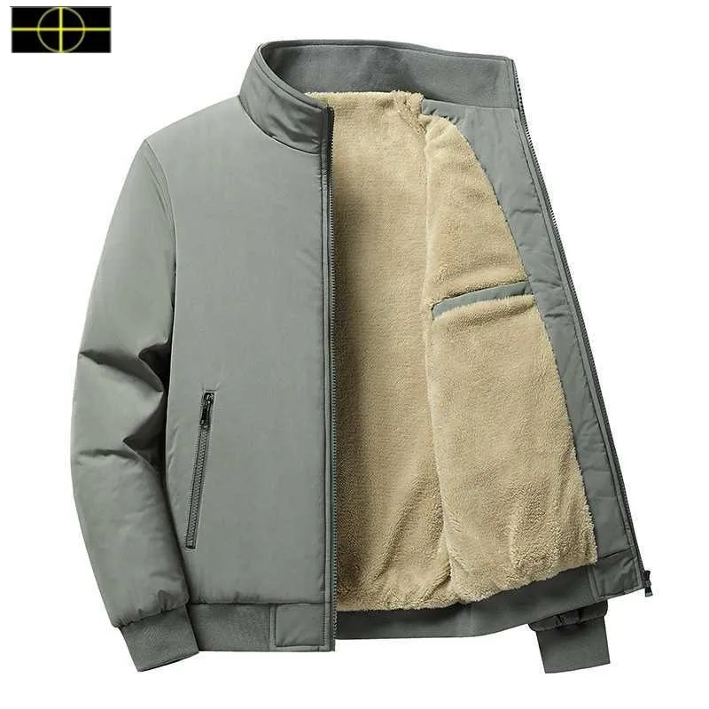 Men's Plush Fleece Jacket: Warm Winter Coat with Stand-Up Collar ...