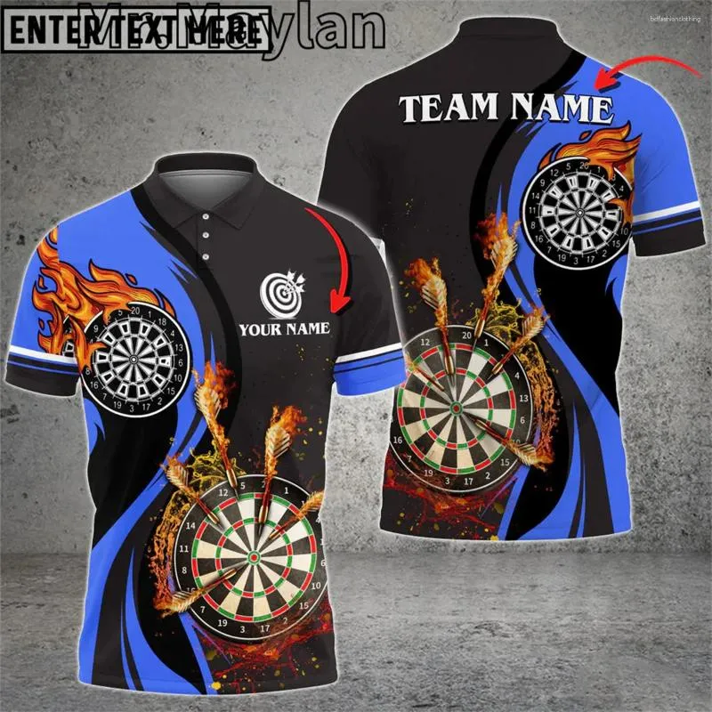 Custom 3D Fire Darts Polo Shirt: Personalized Name, Multicolor Print ...