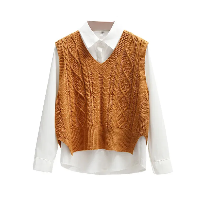 Womens Sweater Vest Korean Style Sleeveless Knitted V Neck Pullover for ...
