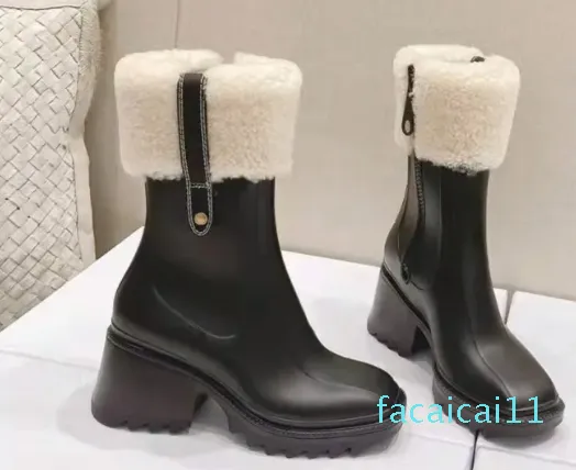 Betty PVC Betty Rain Boots For Women Designer Chunky Bootis With Fur ...