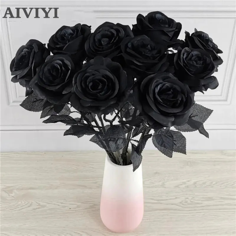 DHgate.com:Black Silk Rose Bouquet - 5pcs Artificial Flower Heads for ...