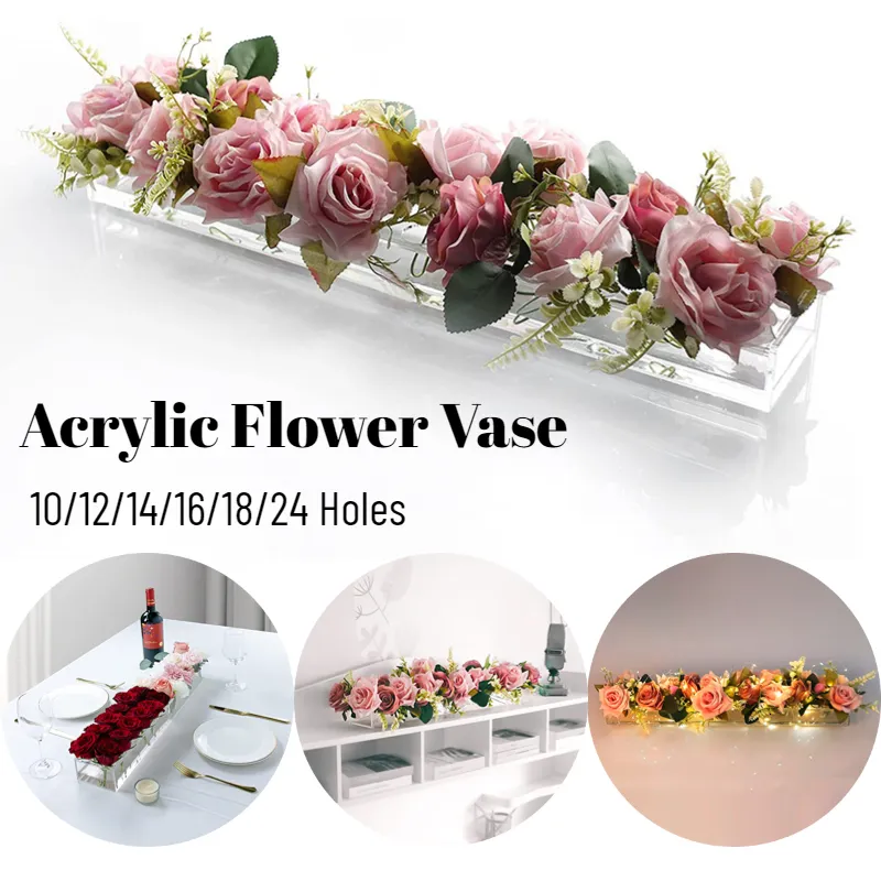 Acrylic Flower Box Vase - Modern Floral Arrangement, Decorative ...