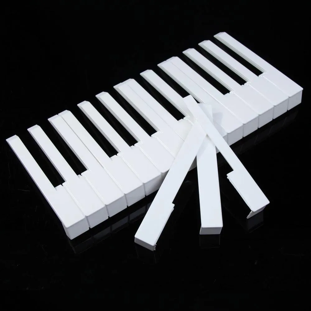 Piano Key Replacement Kit - 52 White ABS Keytops with Fronts, Universal ...