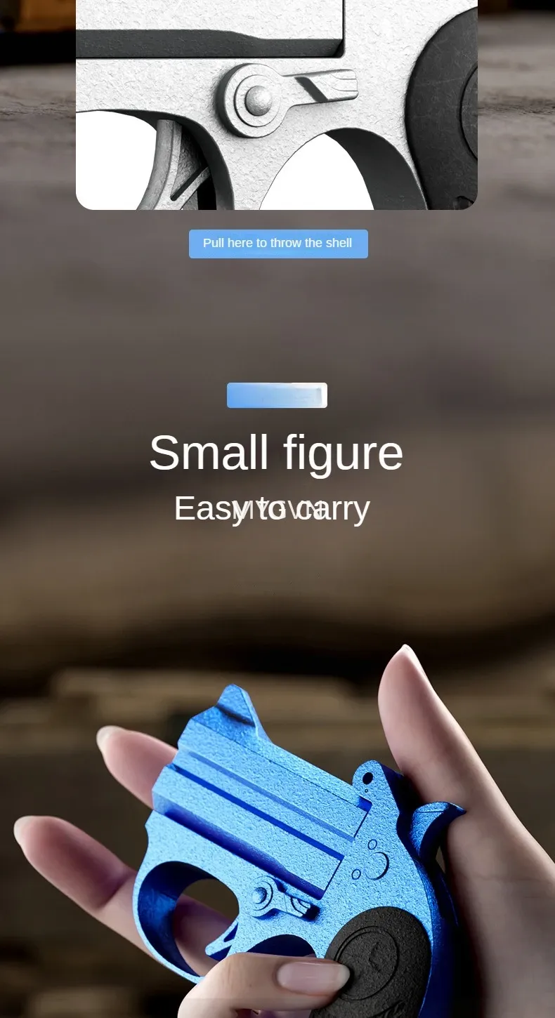 Portable Mini Toy Gun Metal Deringer Launcher With Soft Bullets & Shell ...