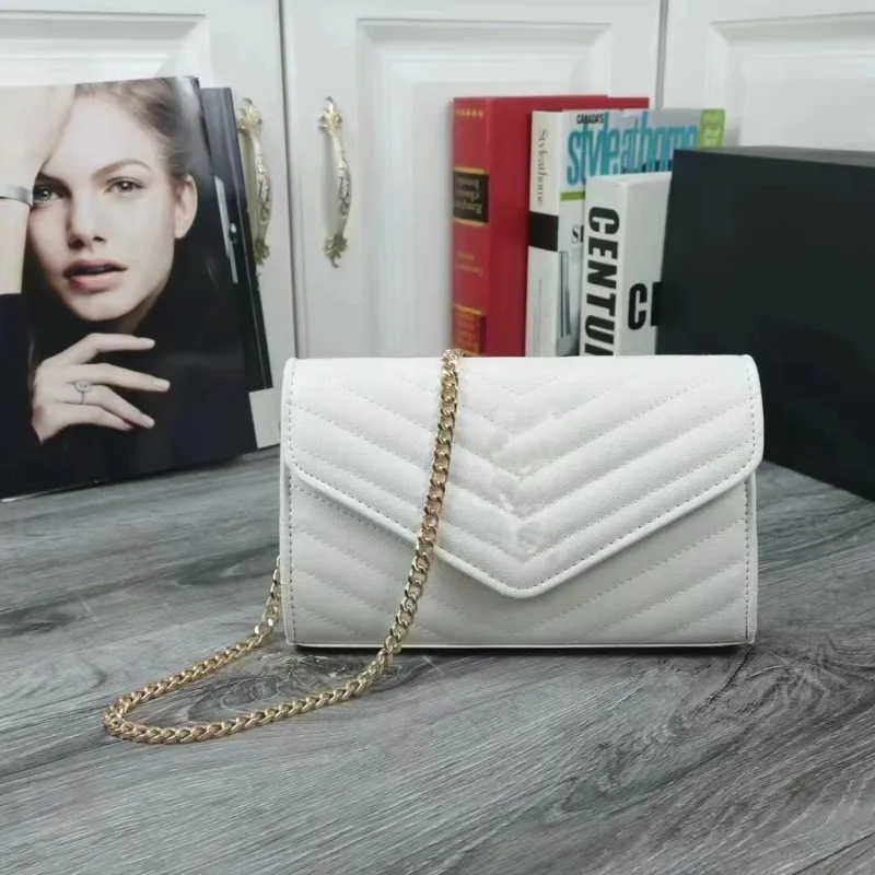 Luxury Genuine Leather Designer Gold Chain Shoulder Bag With Chain ...