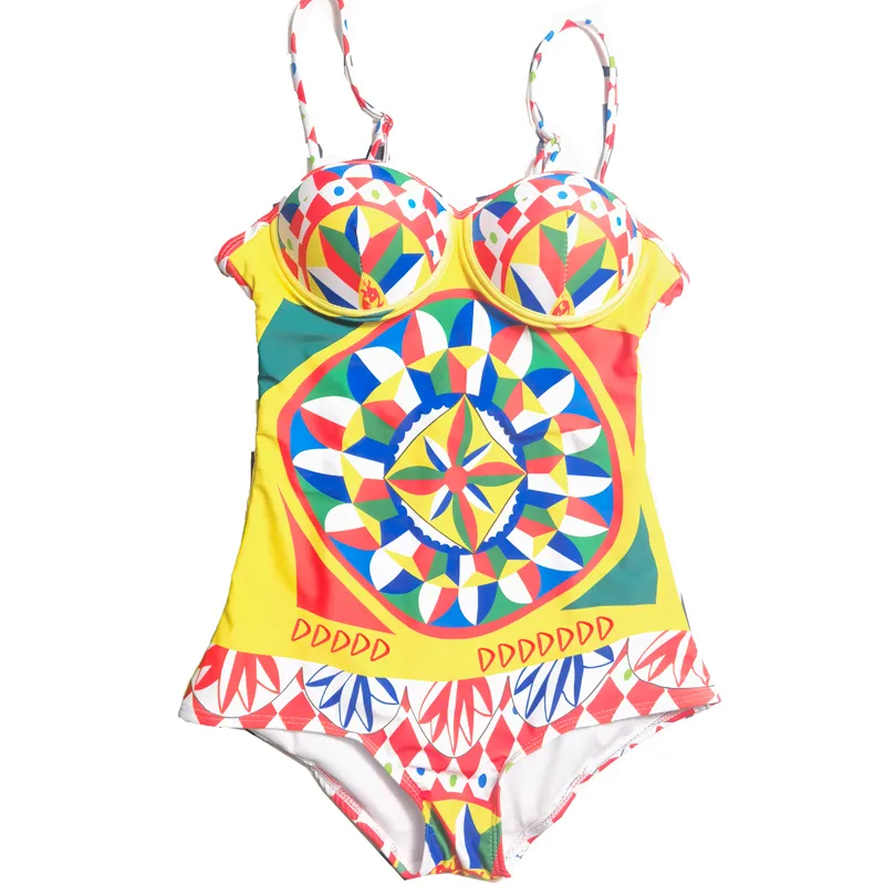 Push Up Bikini Sexy Low Back Swimsuit Designer Printed High Elasticity ...