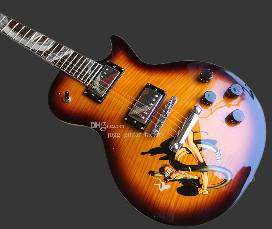 Semi Hollow Electric Guitar With Snake Fingerboard Inlay, Dual Pickups ...