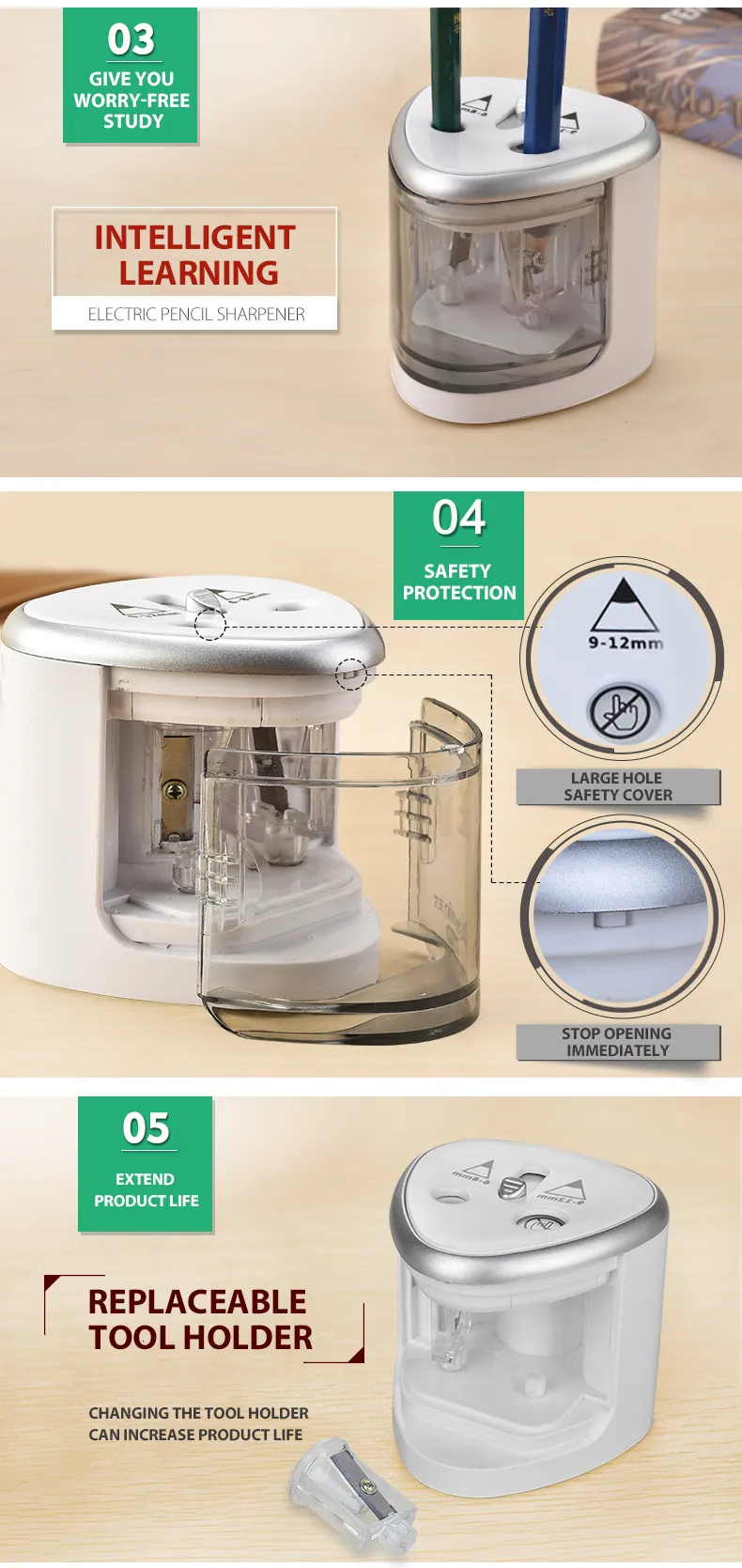 Electric Pencil Sharpeners: Portable Automatic Pencil Sharpener For ...