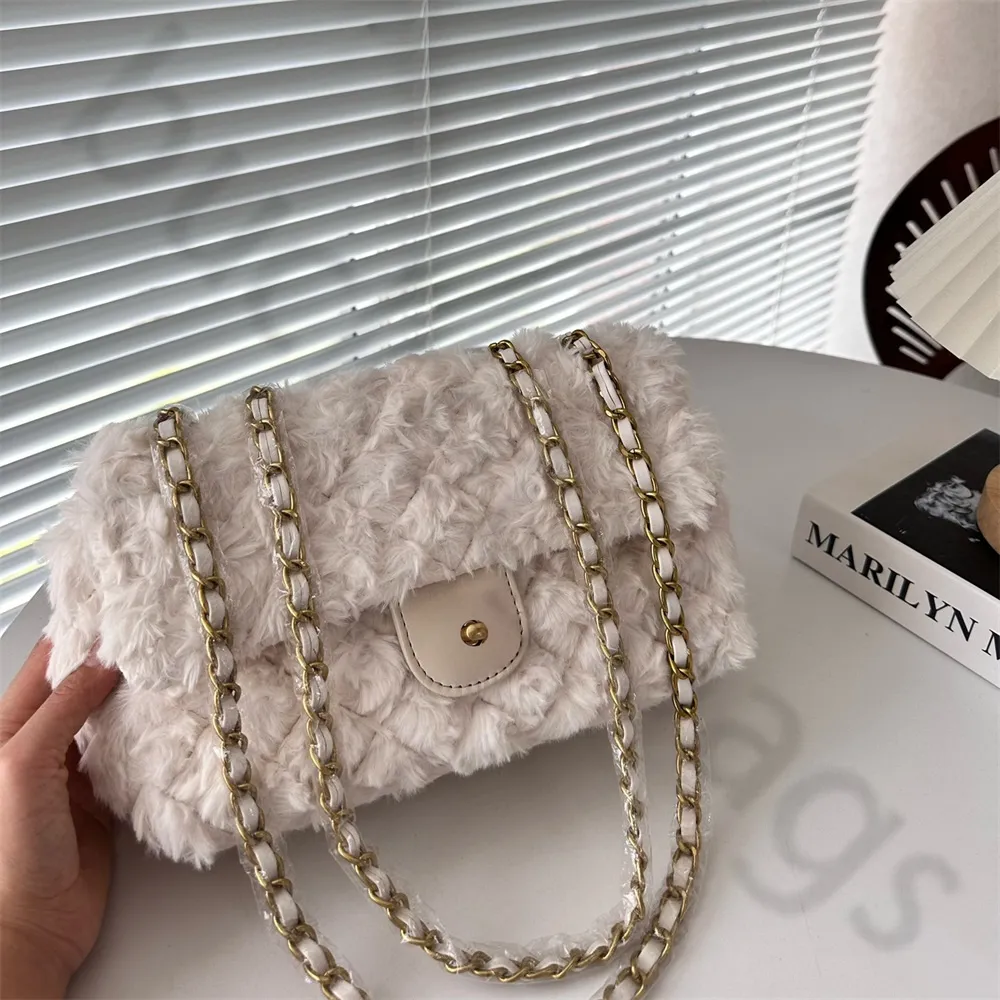 Woolen Designer Bag Warm Plush Shoulder Crossbody Bags Purses Designer ...