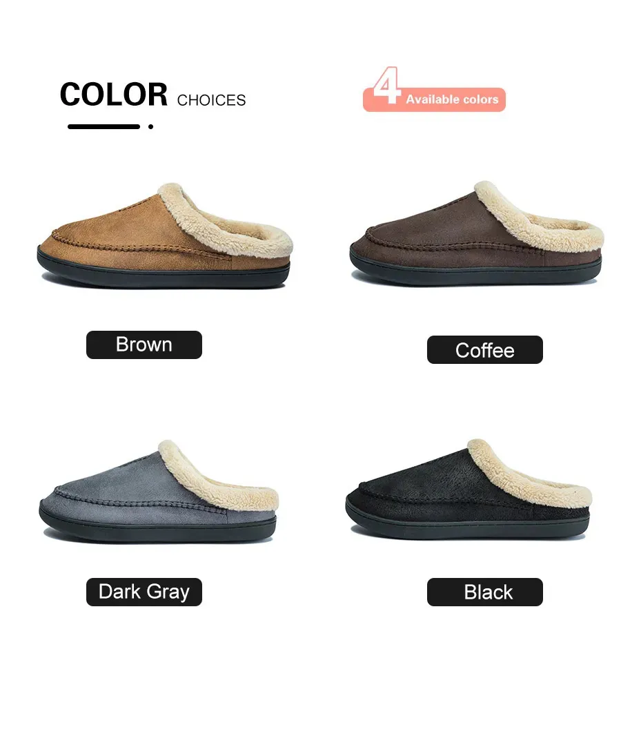 Mens Indoor Winter Slippers with Short Plush Lining and Waterproof ...