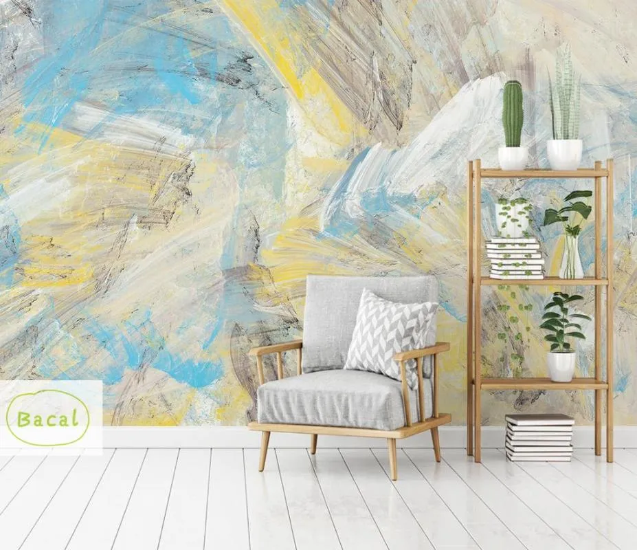 Bacal Panneau Abstract Blue 3D Painting Abstract Wallpaper Hand Oil ...