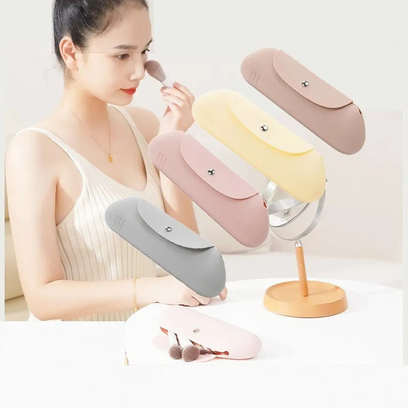 Soft Silicone Travel Makeup Brush Holder Case - Magnetic Waterproof ...