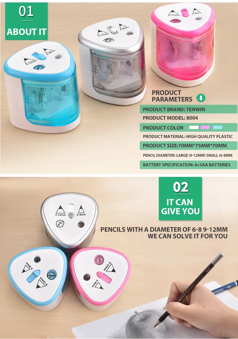 Electric Pencil Sharpeners: Portable Automatic Pencil Sharpener For ...