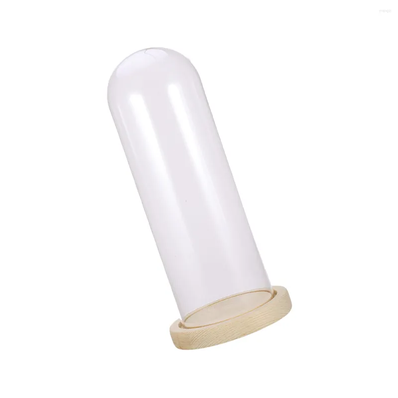 Wooden Tabletop Floral Cloche Jar With Bell Display And Base Mini Cake ...