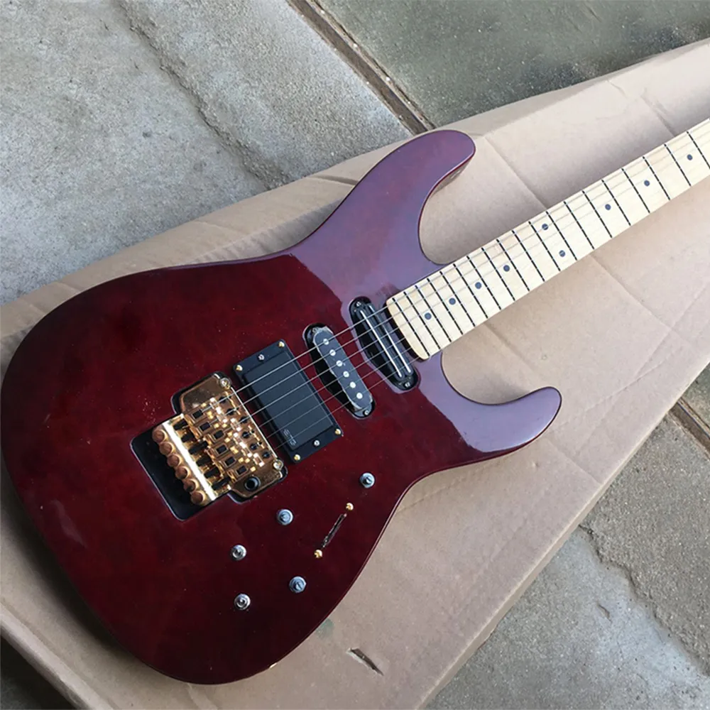 Guitar Quilted Maple Top Wine Red Electric Guitar With Floyd Rose ...