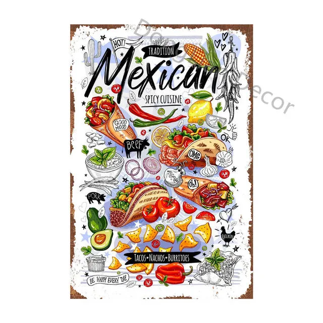 Funny Metal Signs Retro Kitchen Decor, Vintage Style Food Metal Poster ...