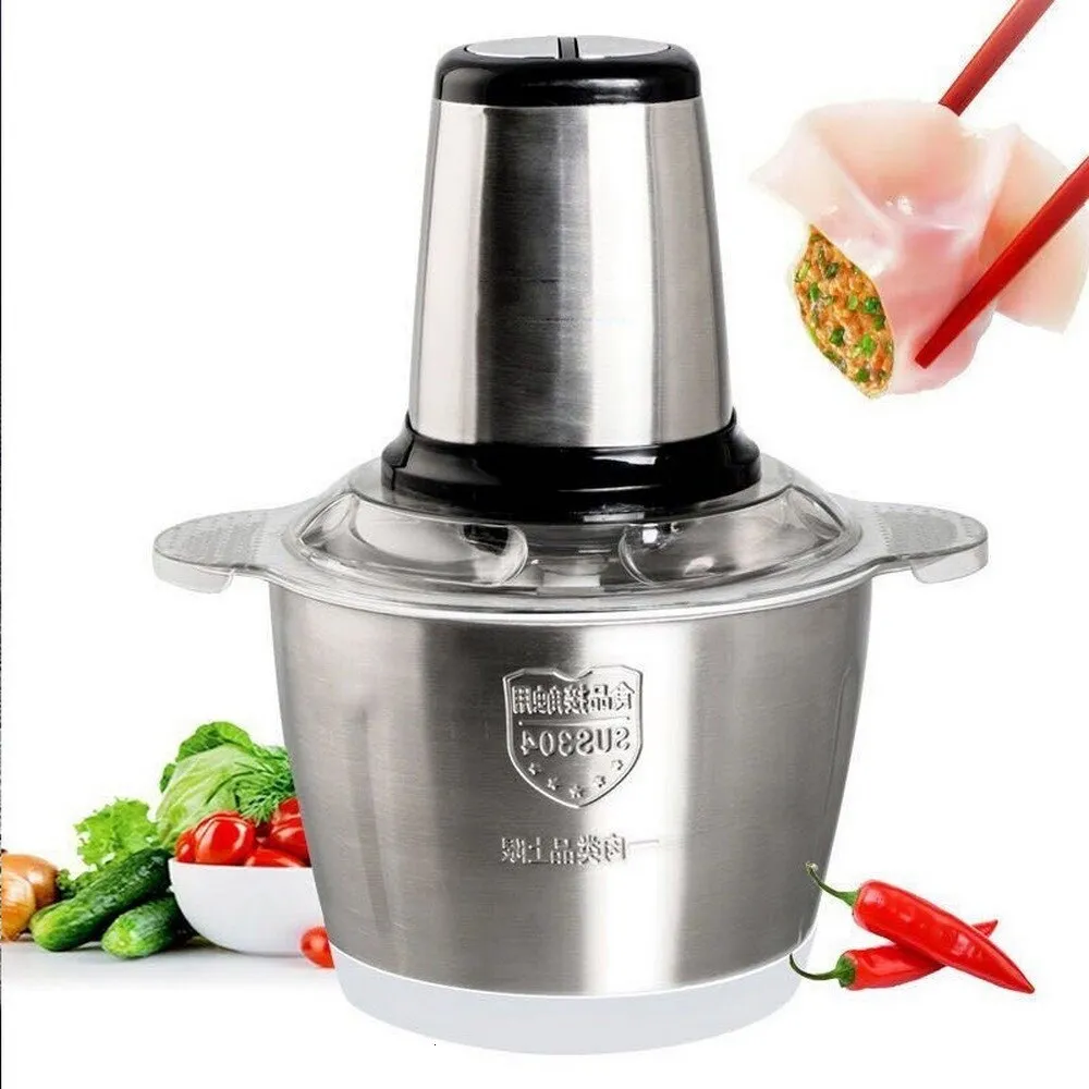 Fruit Vegetable Tools 2 Speeds 500W Stainless Steel 2L Capacity Electric Chopper Meat Grinder ...