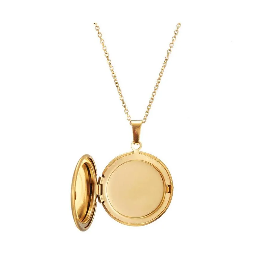 Stainless Steel Gold Locket Pendant With Open Lockets For Women And Men ...