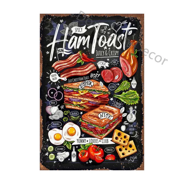 Funny Metal Signs Retro Kitchen Decor, Vintage Style Food Metal Poster ...