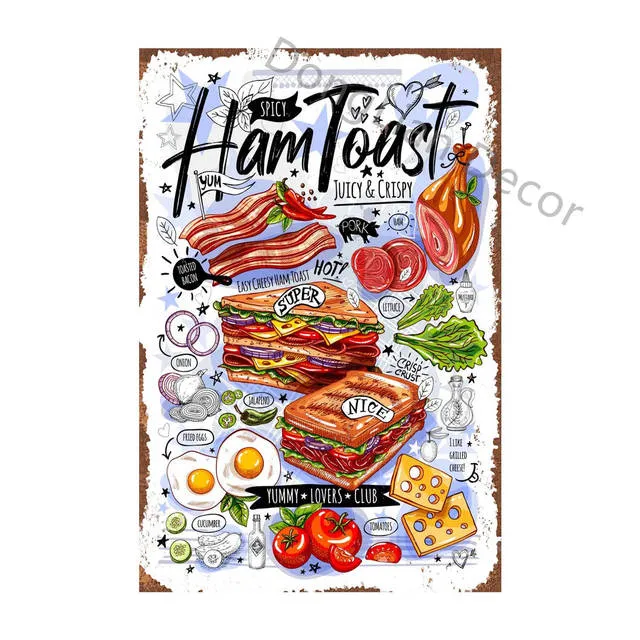 Funny Metal Signs Retro Kitchen Decor, Vintage Style Food Metal Poster ...