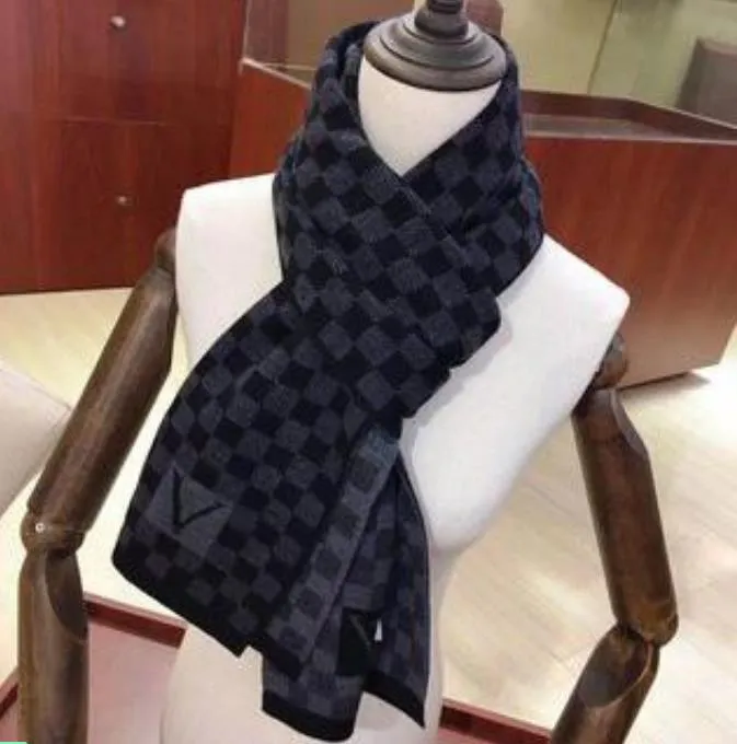 Designer Scarf: Black Grey Striped Monogrammed Scarf Warm Winter ...