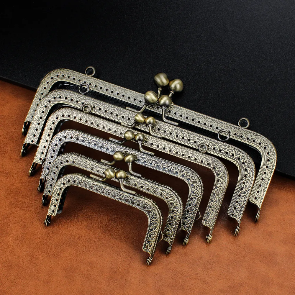 Rectangle Purse Frame Set - 8.5-20.5cm Embossed Metal Kiss Clasp ...