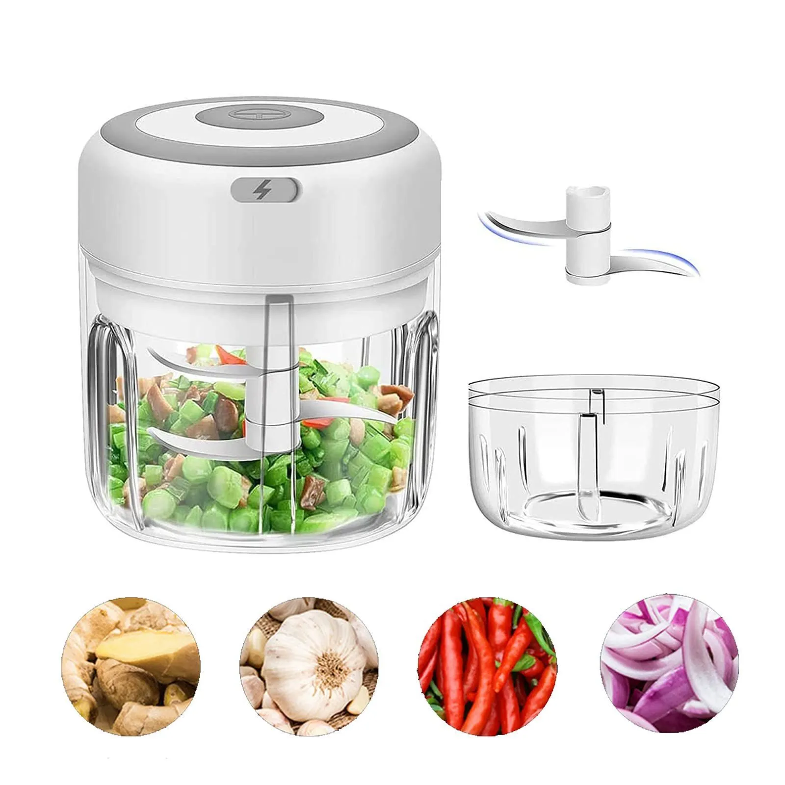 Electric Meat Grinder & Food Processor Mini Garlic Chopper, Vegetable Onion Mincer, Cordless USB ...