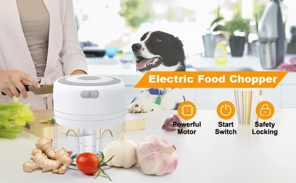 Electric Meat Grinder & Food Processor Mini Garlic Chopper, Vegetable ...