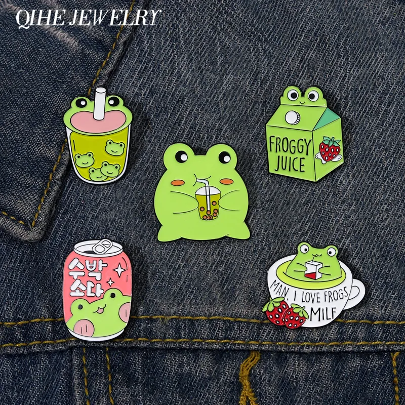Frog Juice Enamel Pin I Love Animal Lapel Badge For Clothes, Backpack ...