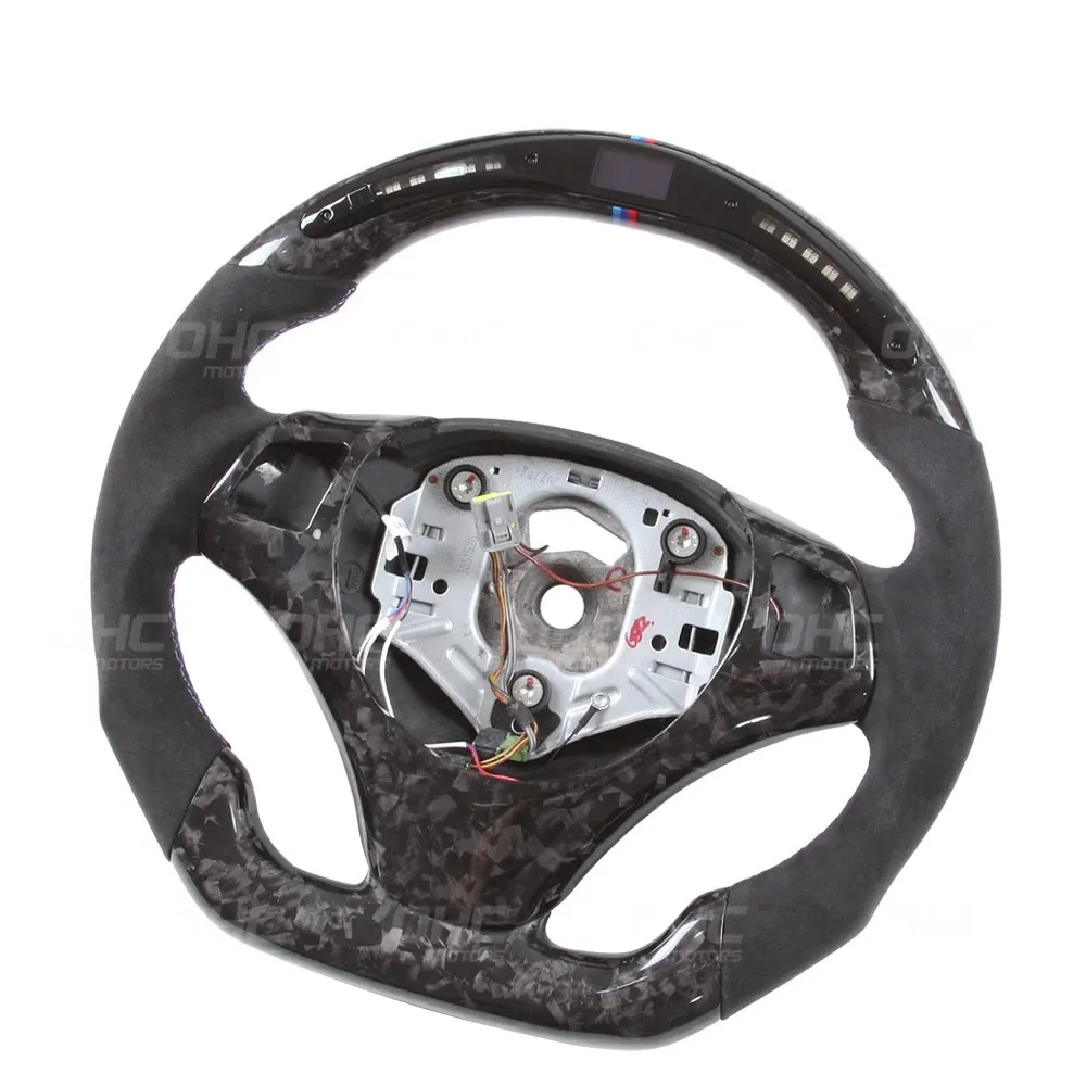 BMW E82 E90 E87 E91 E92 E93 Carbon Fiber Steering Wheel With LED Display Microfiber Leather From ...