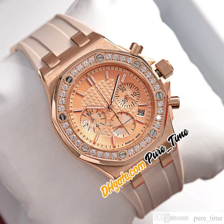 Womens 37mm Quartz Chronograph Watch With Rose Gold Case, Champagne ...