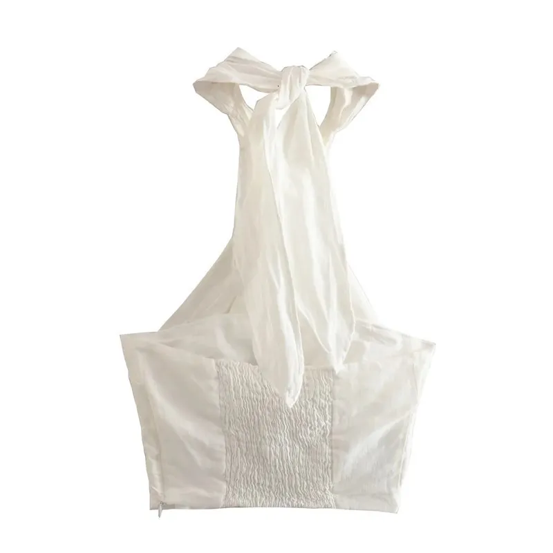 Women's White Halter Top Backless Crop Sexy Off Shoulder Summer Tank ...